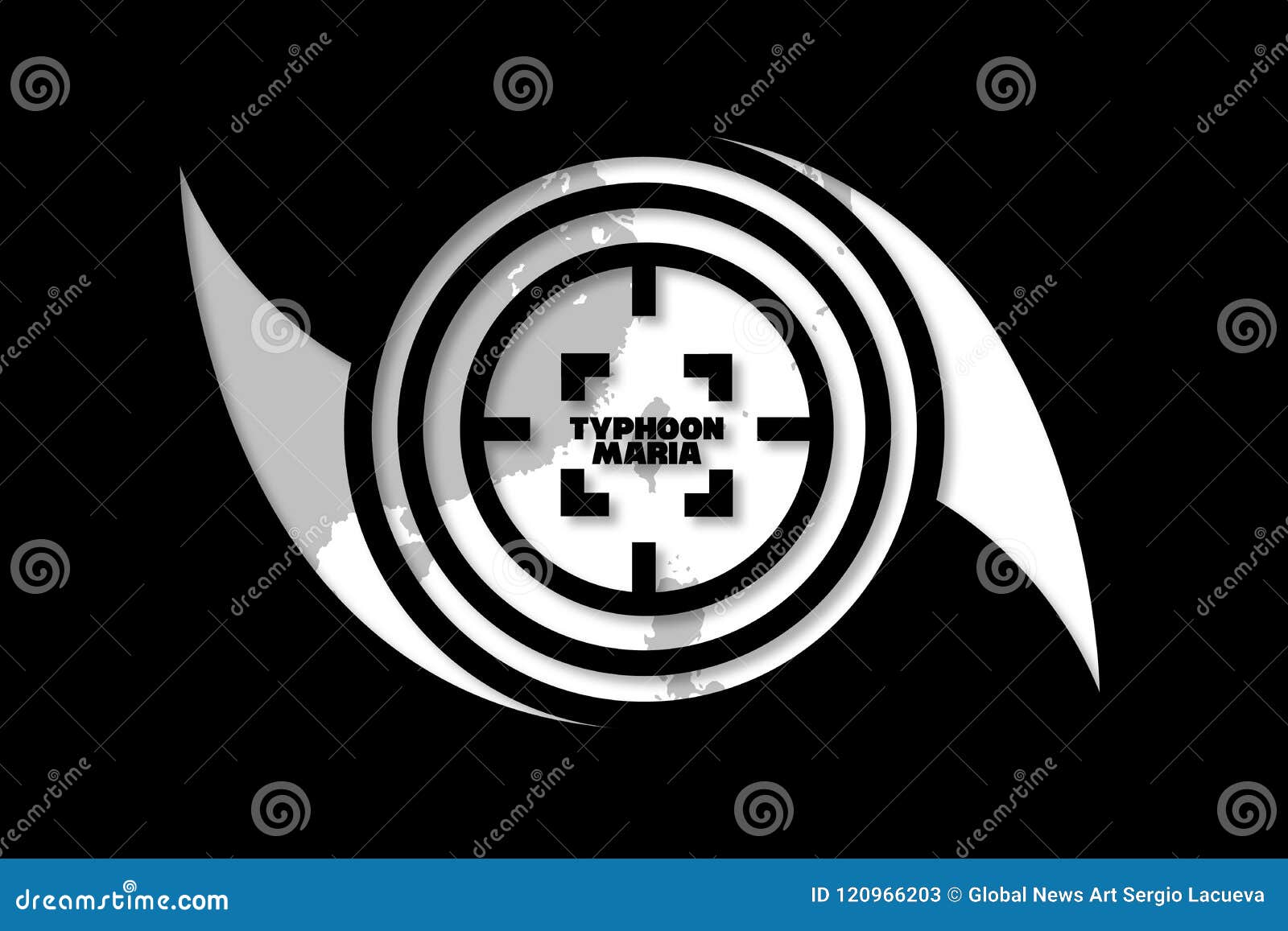 Illustration Idea for Typhoon Maria Devastating Taiwan. Stock ...