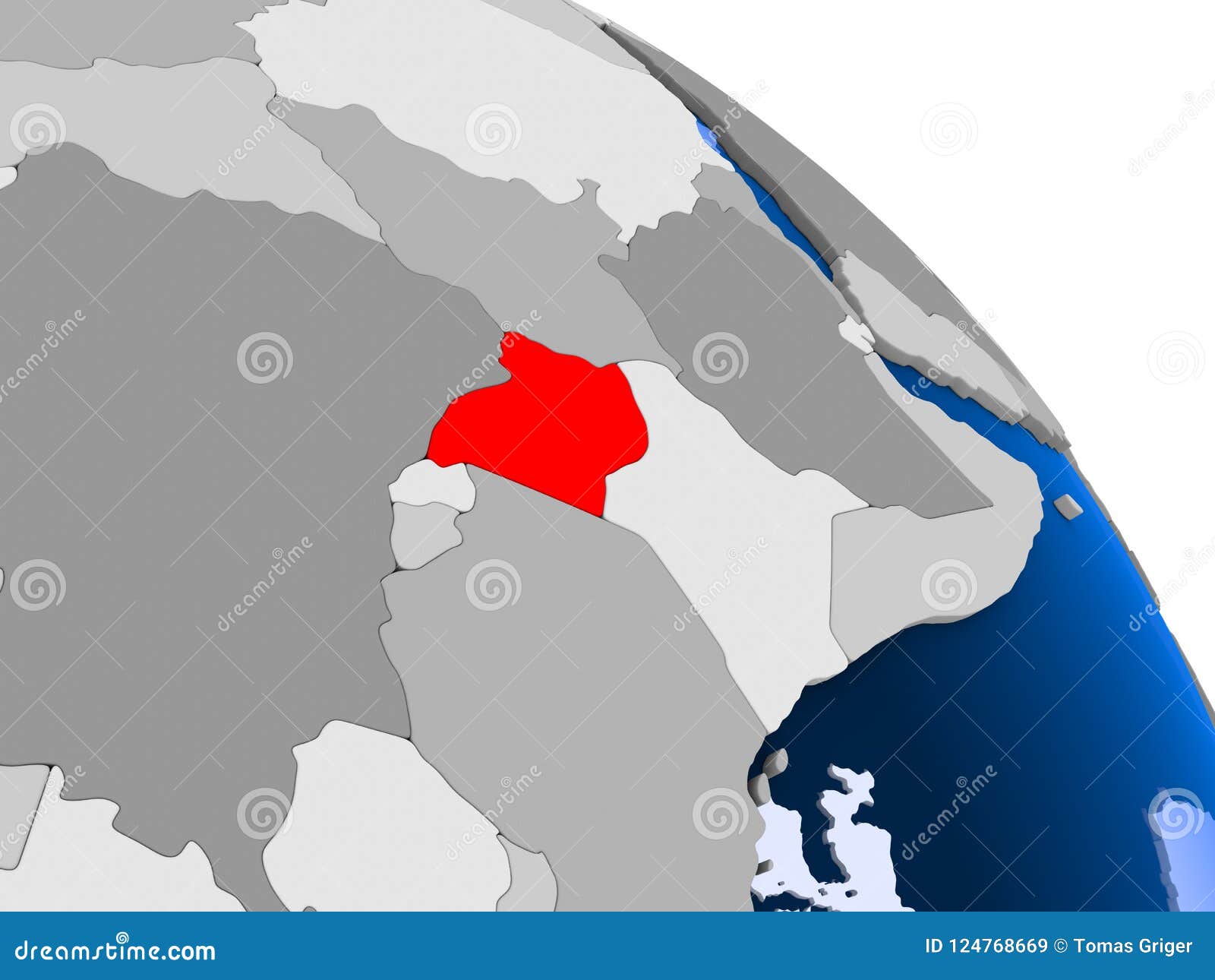 Uganda in red on map stock illustration. Illustration of ugandan ...