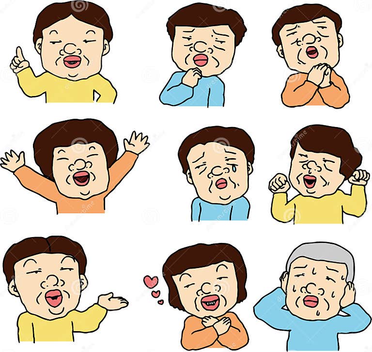 Ugly Fat Man Poses And Facial Expressions Set Stock Vector