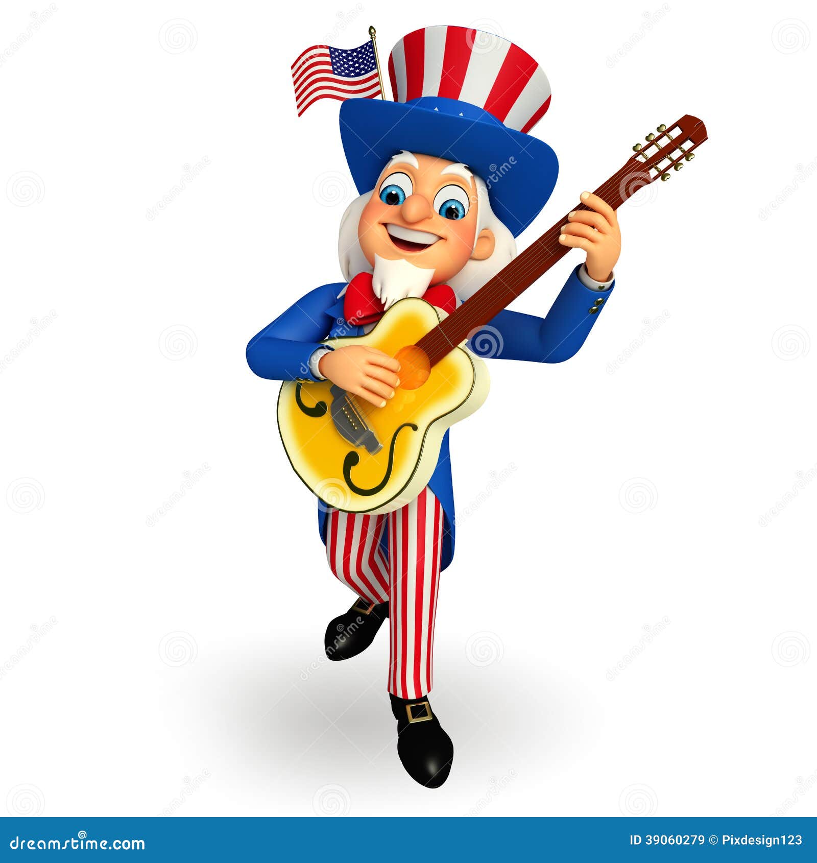 Illustration of Uncle Sam with Guitar Stock Illustration - Illustration ...