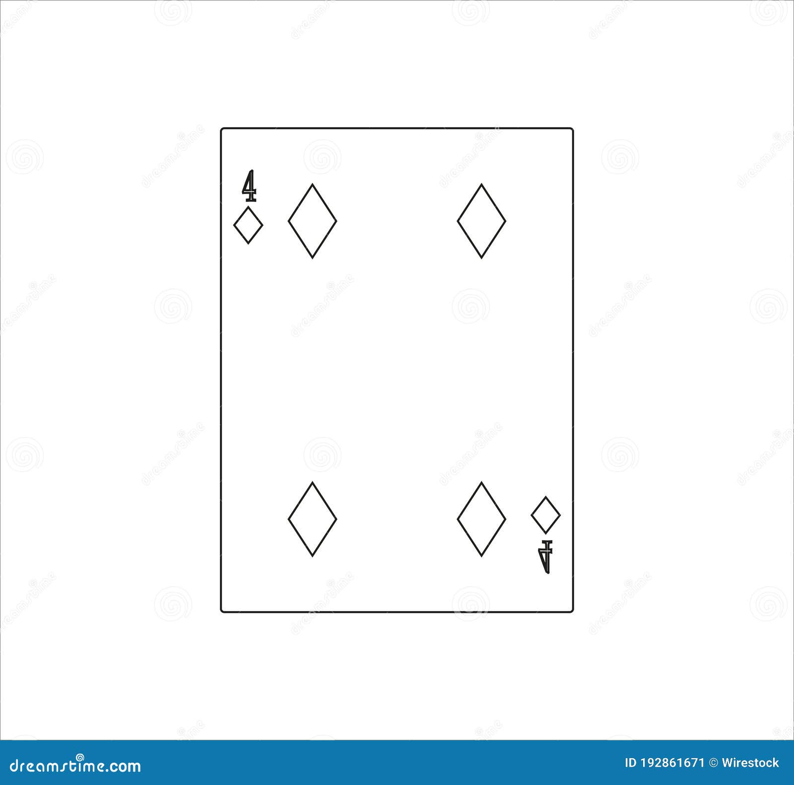 Illustration of an Uncolored Number Four of Diamonds Playing Card for ...