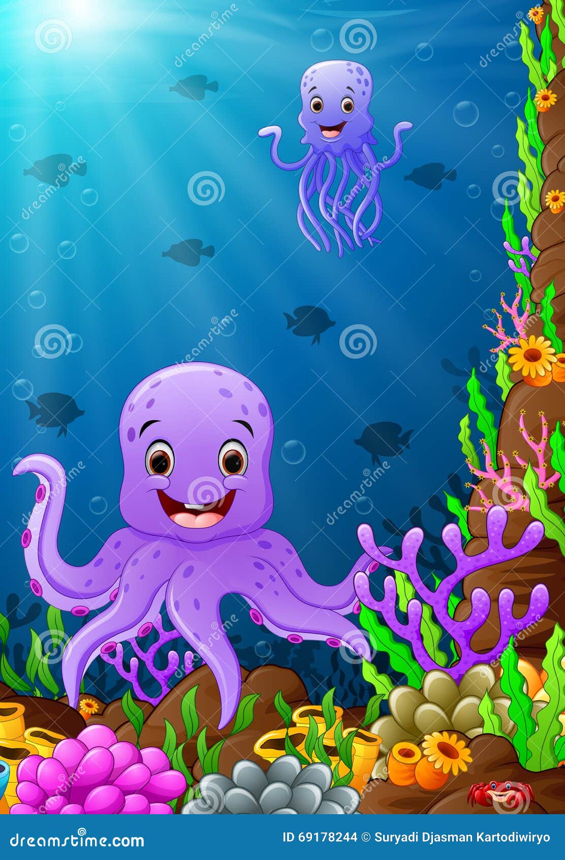 Illustration of Under the Sea Stock Vector - Illustration of crab ...