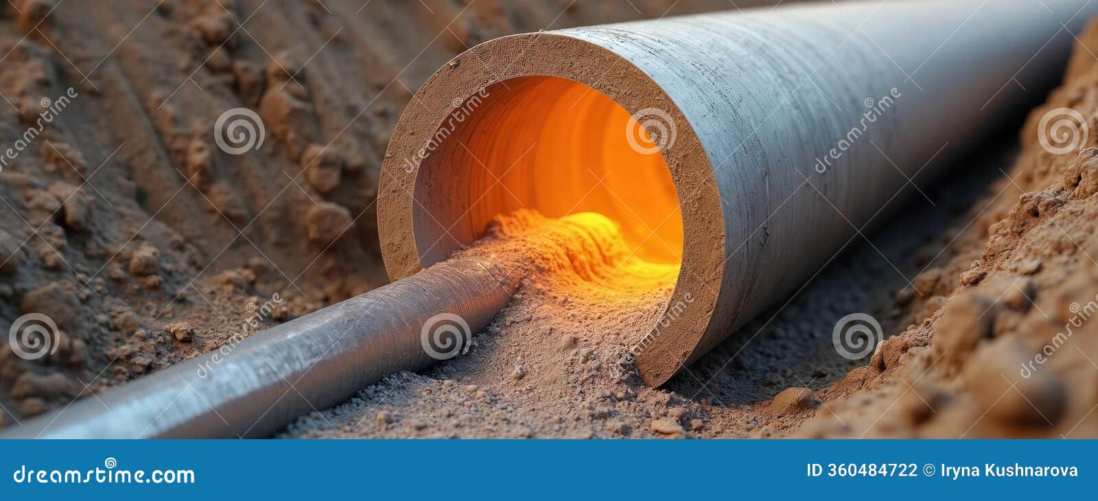 Illustration of Underground Pipe with Resin Liner, Curing Process ...