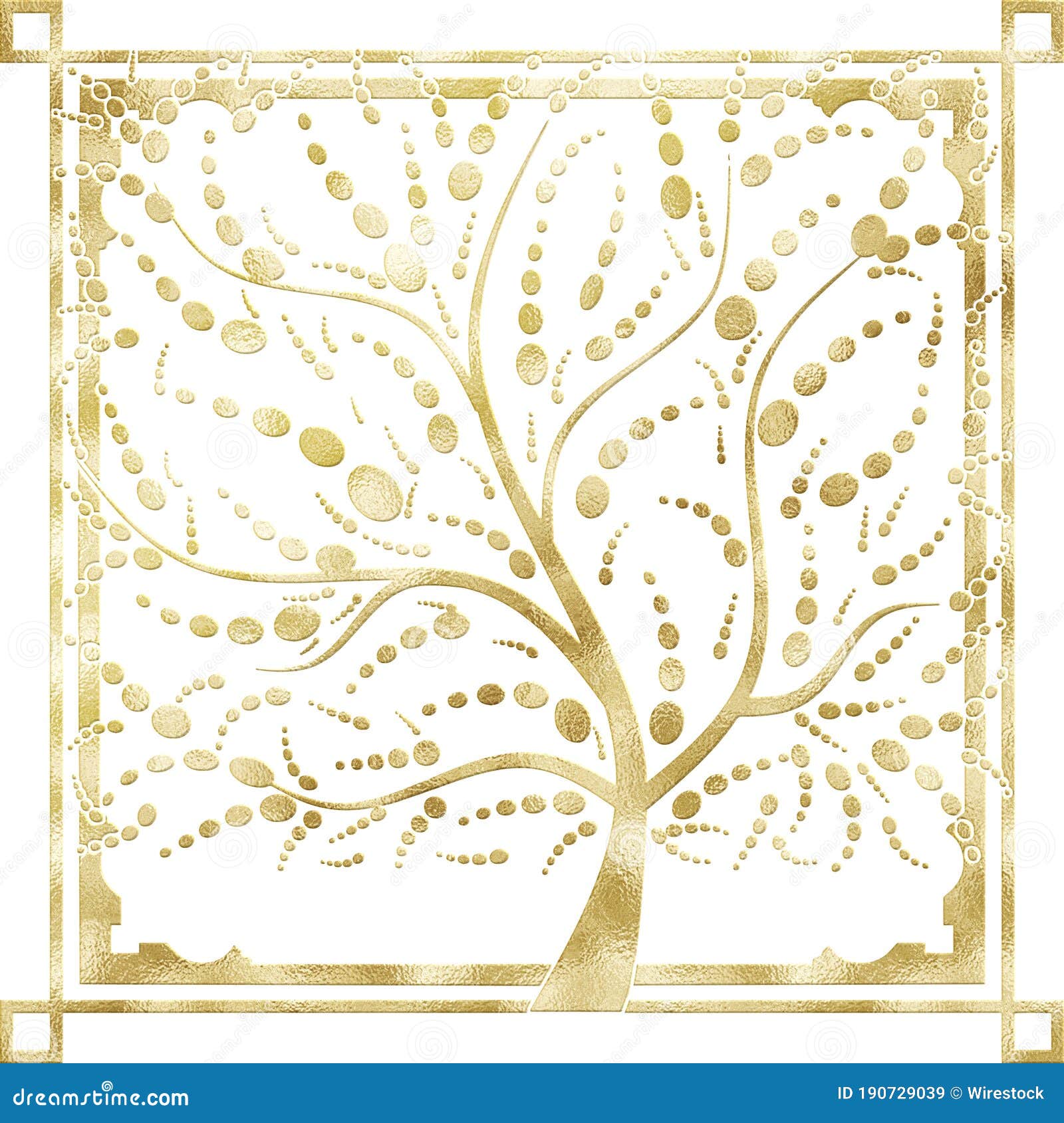 Illustration of a Unique Design of a Tree in a Square Frame Isolated on ...