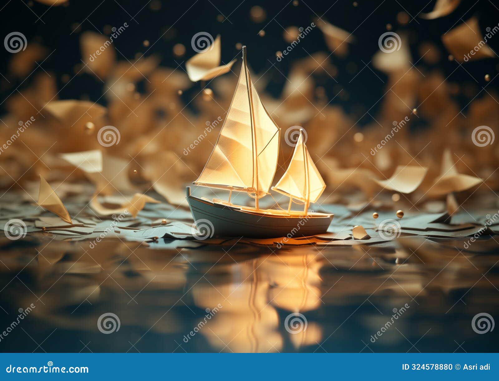Illustration of a Unique, Glowing Sea Ship Stock Photo - Image of ...