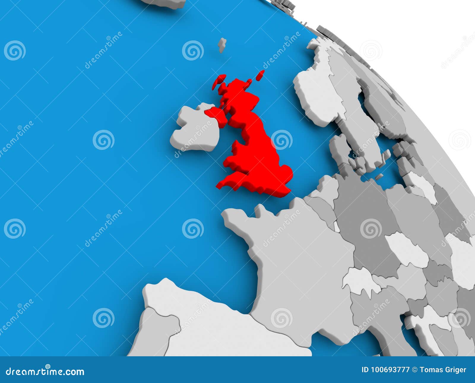 United Kingdom in Red on Map Stock Illustration - Illustration of ...