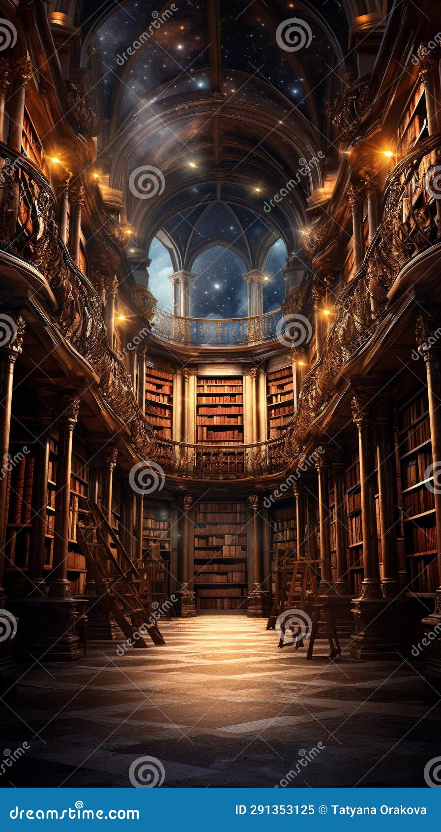 Illustration. Universal Library Akashic Chronicles, Vertical Background ...