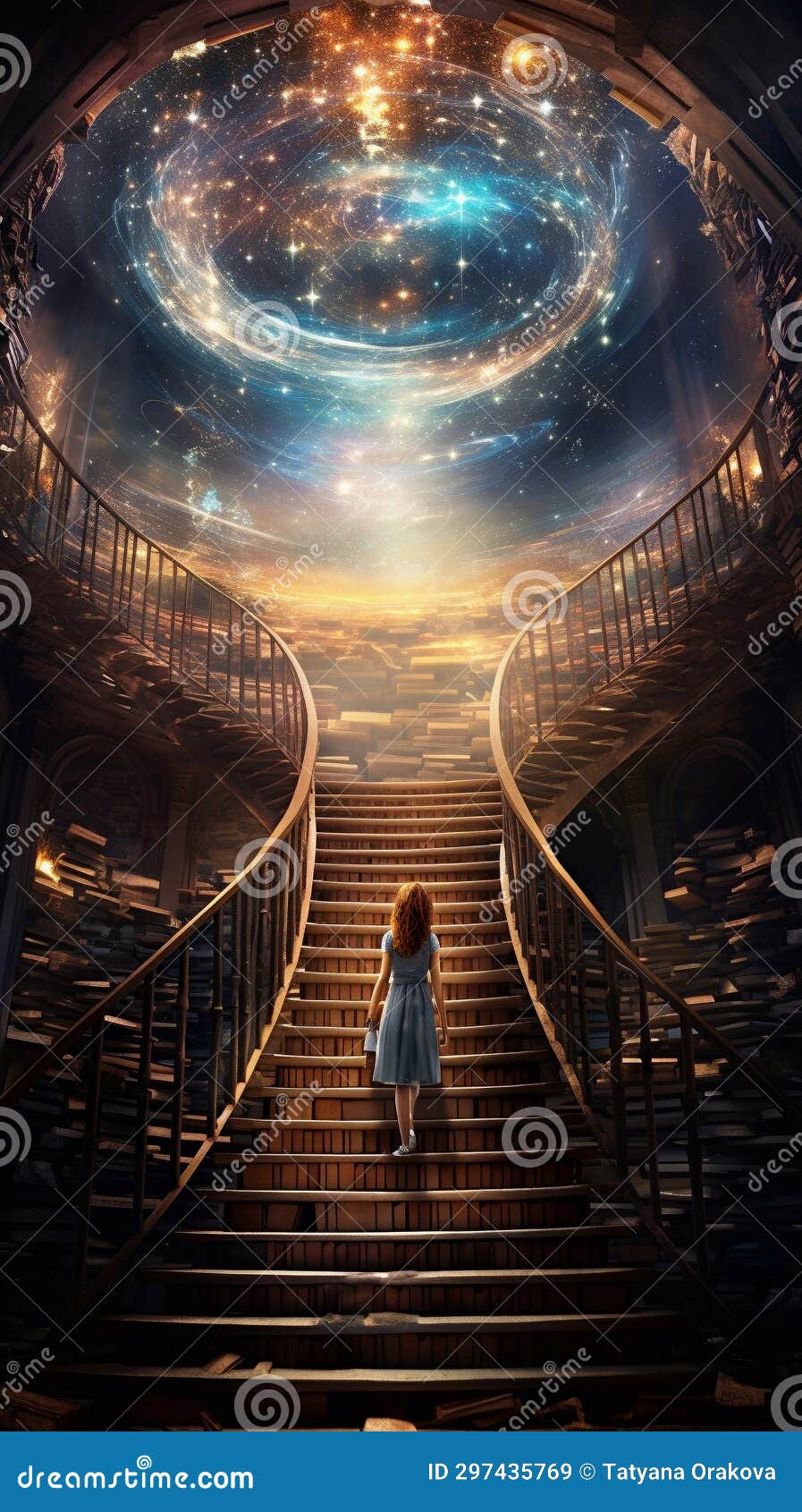 Illustration. Universal Library Akashic Chronicles, Vertical Background ...