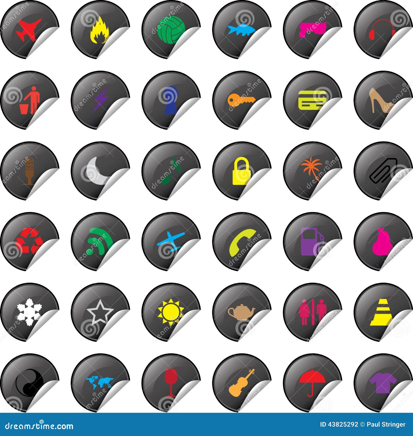 Illustration of a Universal Sticker Icon Set Stock Vector ...