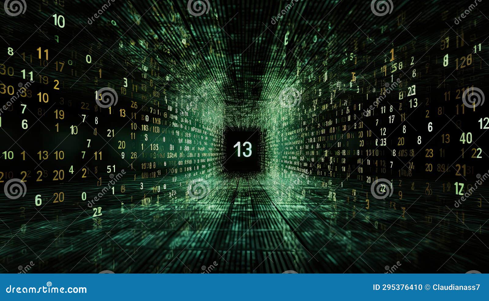 Illustration of the Unlucky Number 13 in a Tunnel of Numbers Stock ...