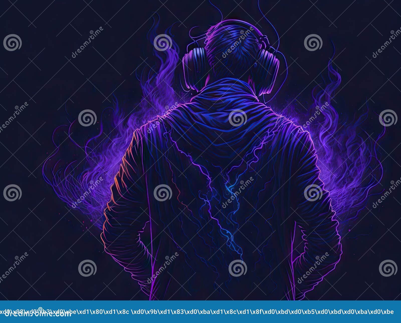 Illustration of Unrecognizable DJ Back View. Ai Generative Stock ...