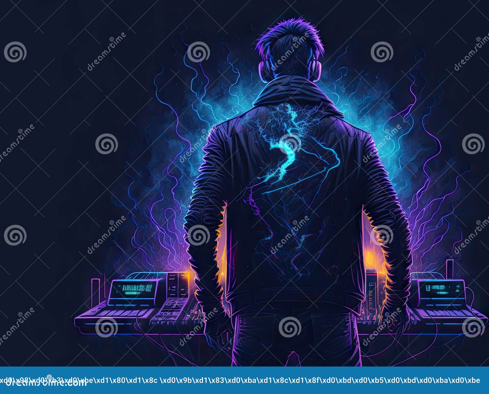 Illustration of Unrecognizable DJ Back View. Ai Generative Stock ...
