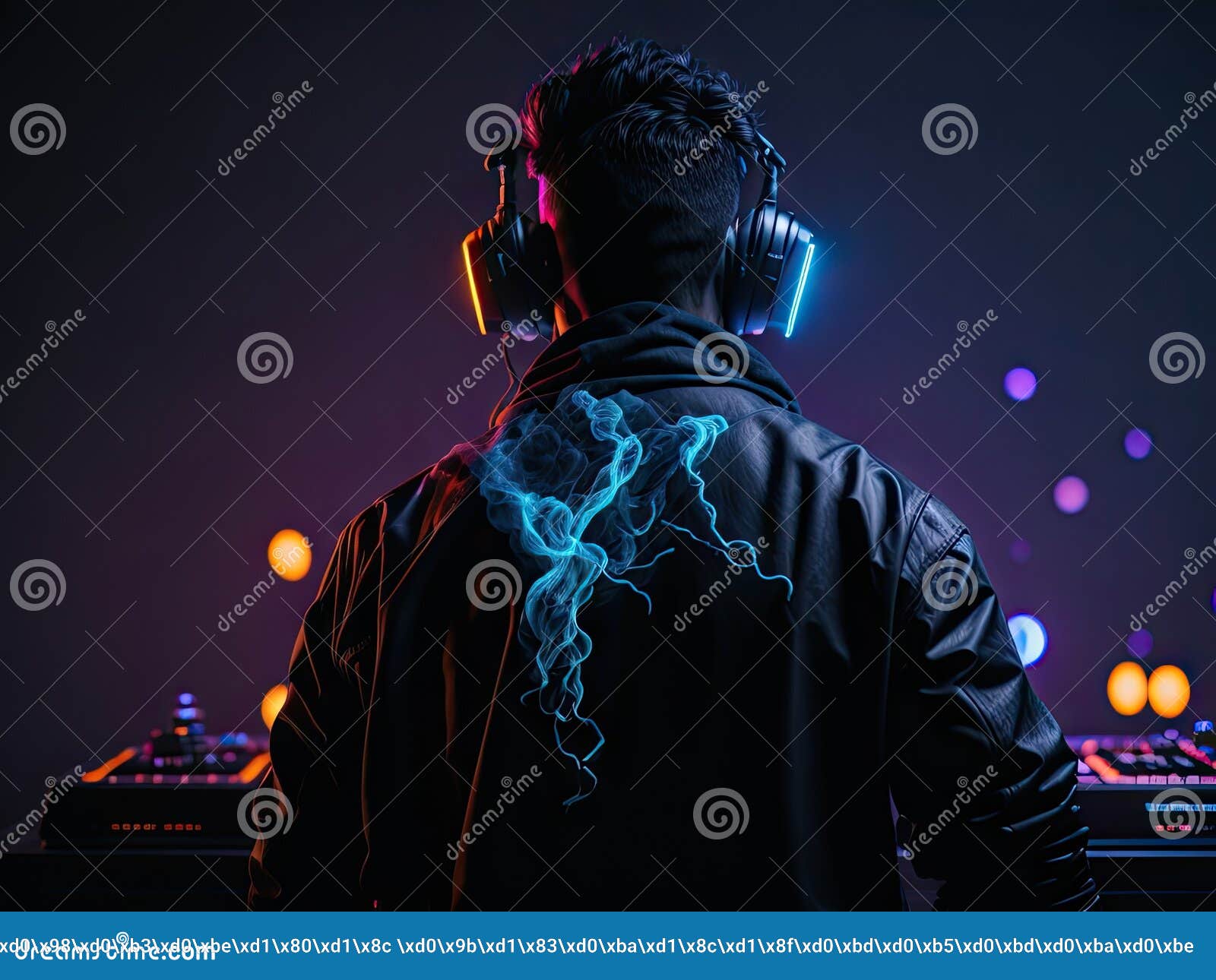 Illustration of Unrecognizable DJ Back View. Ai Generative Stock ...