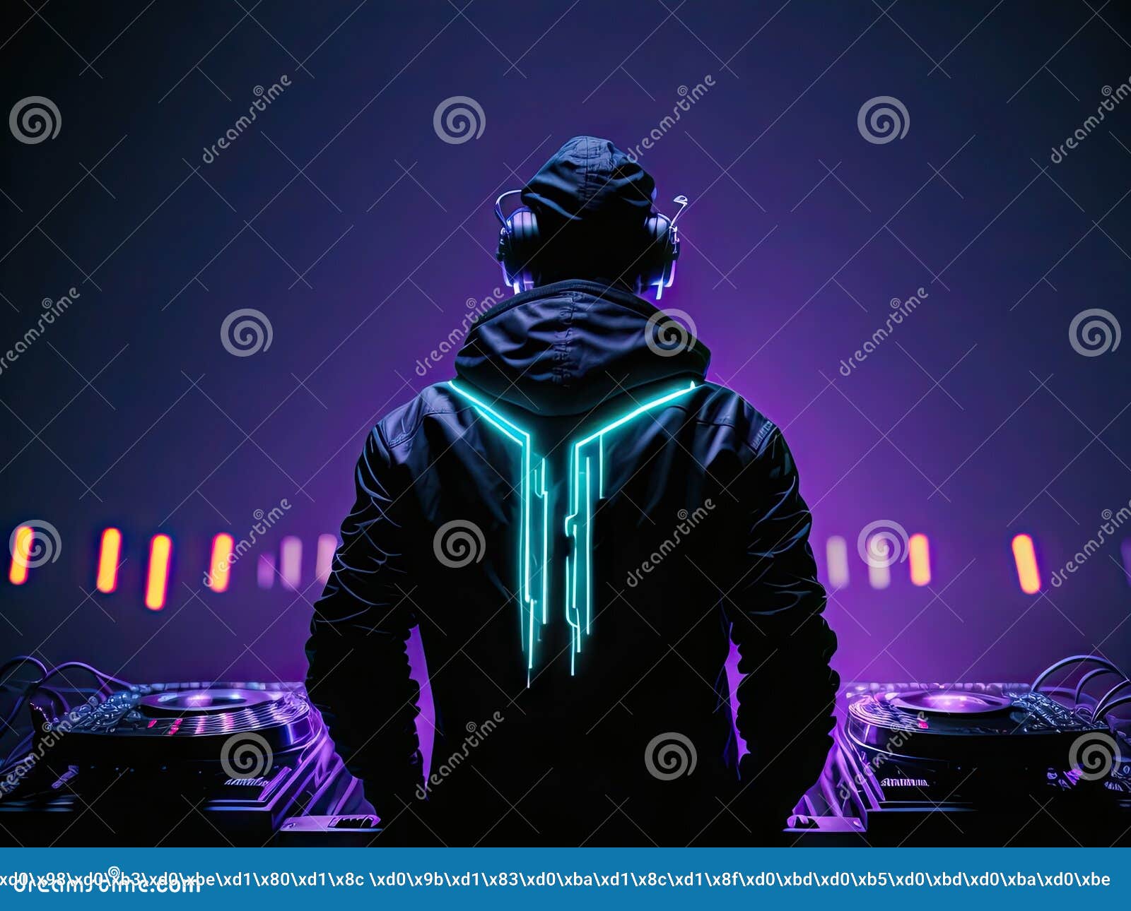 Illustration of Unrecognizable DJ Back View. Ai Generative Stock ...