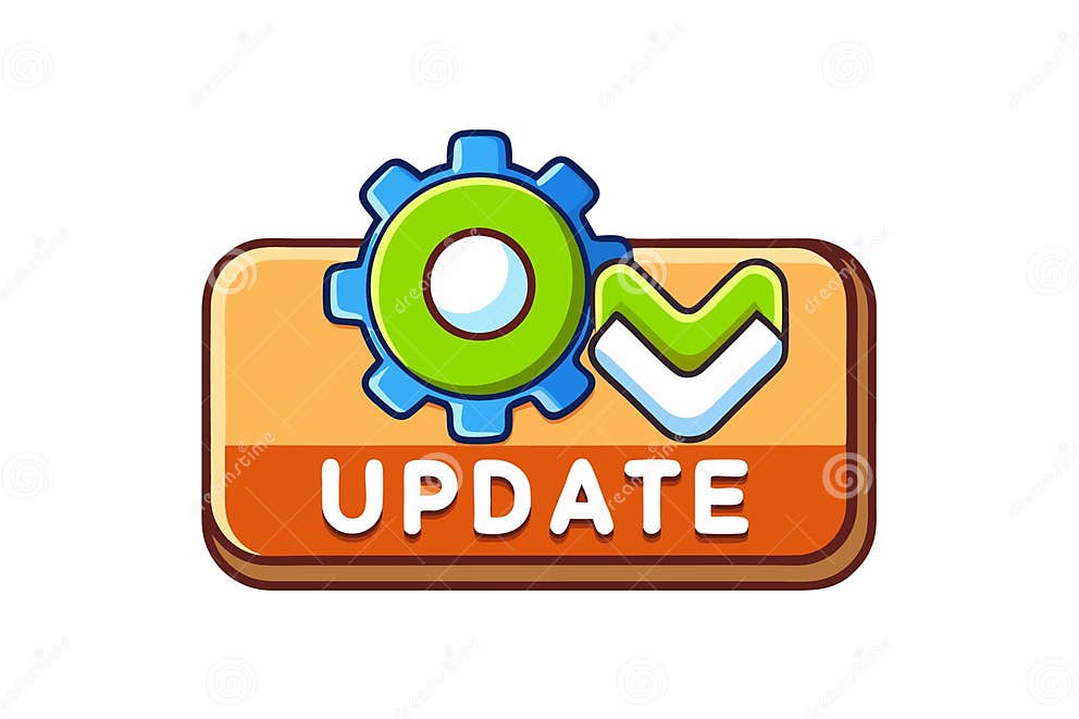 Illustration of an Update Button with Gears and Vibrant Colors ...