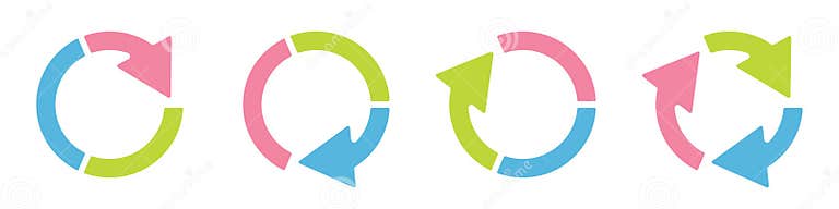 Arrow on Circle Vector. Set of Arrows at the End of Circles Vector. Repeat Process Icon ...