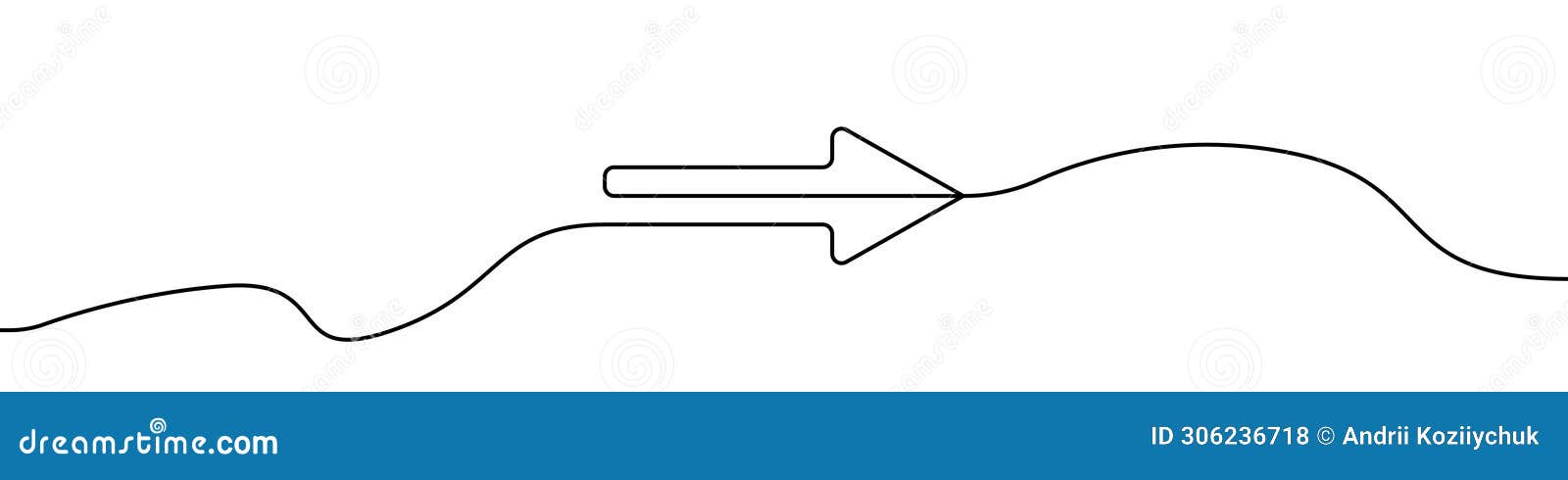 Arrow Pointing Right, Line Continuous Drawing Vector. One Line Arrow ...