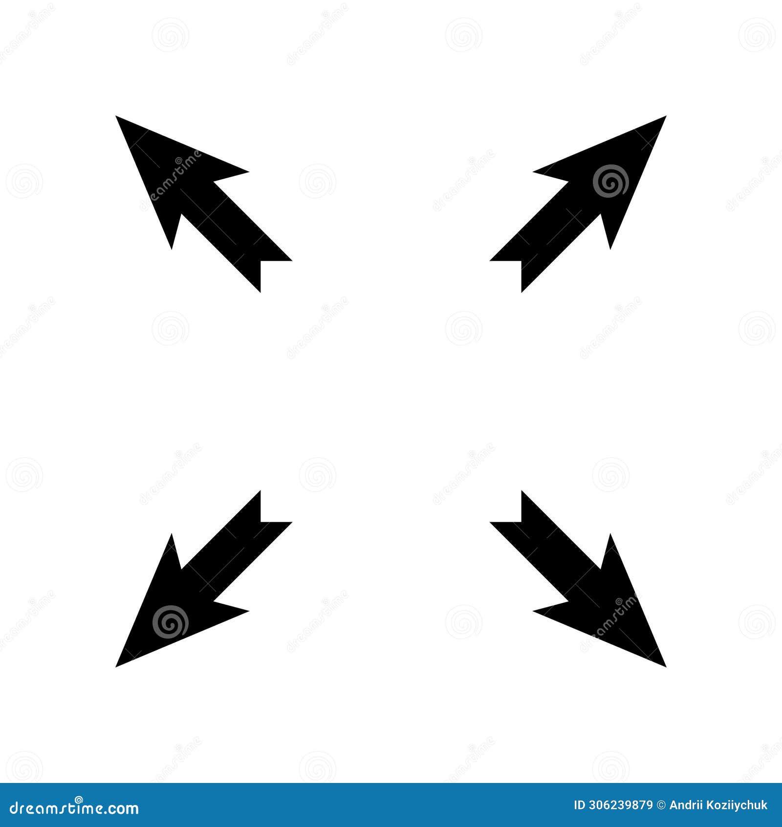 Arrows Black Four Directions. Stretch Icon Vector Icon. Zoom Arrows ...