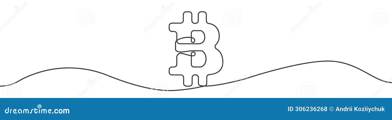 Bitcoin Line Continuous Drawing Vector. One Line Bitcoin Vector ...