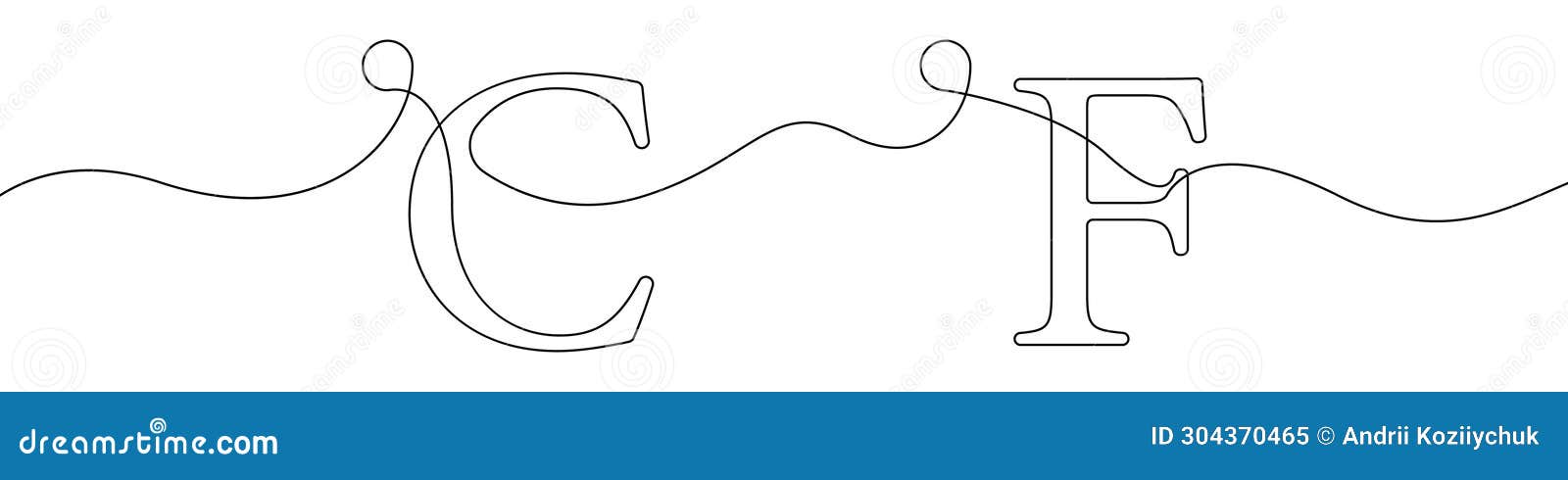 Celsius, Fahrenheit Sign Line Continuous Drawing Vector. One Line ...