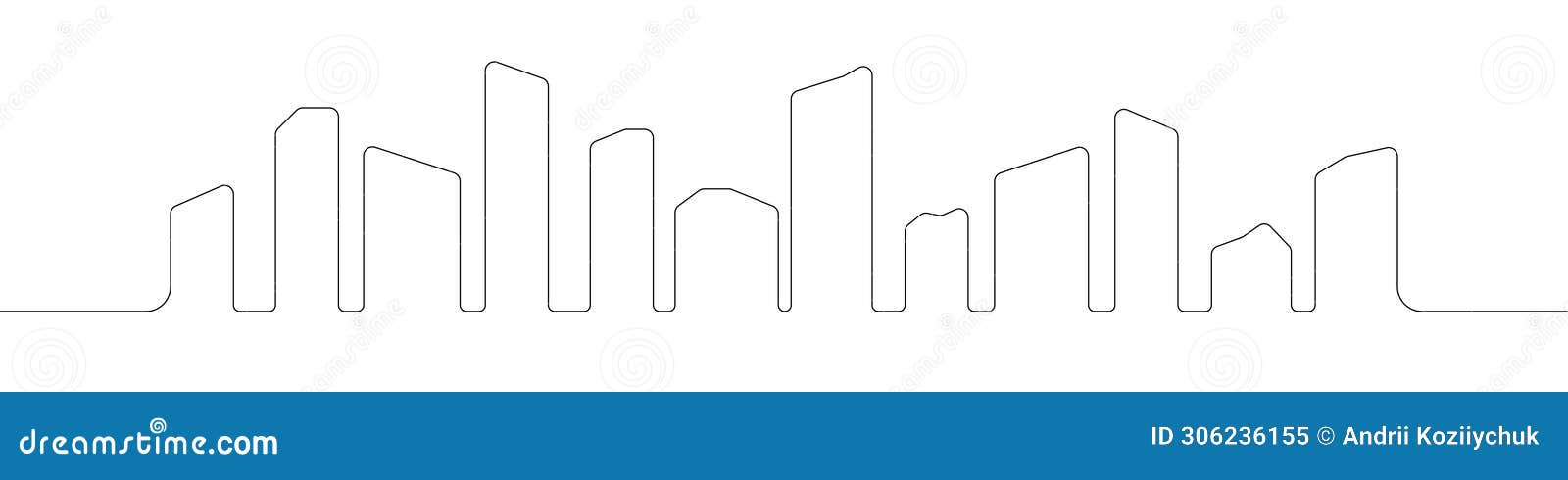 City Line Continuous Drawing Vector. One Line City Vector Background ...
