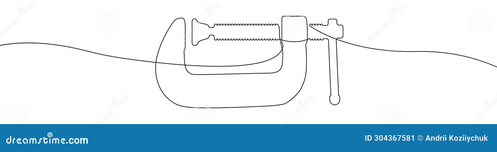 Clamp Line Continuous Drawing Vector. One Line Vice Vector Background ...