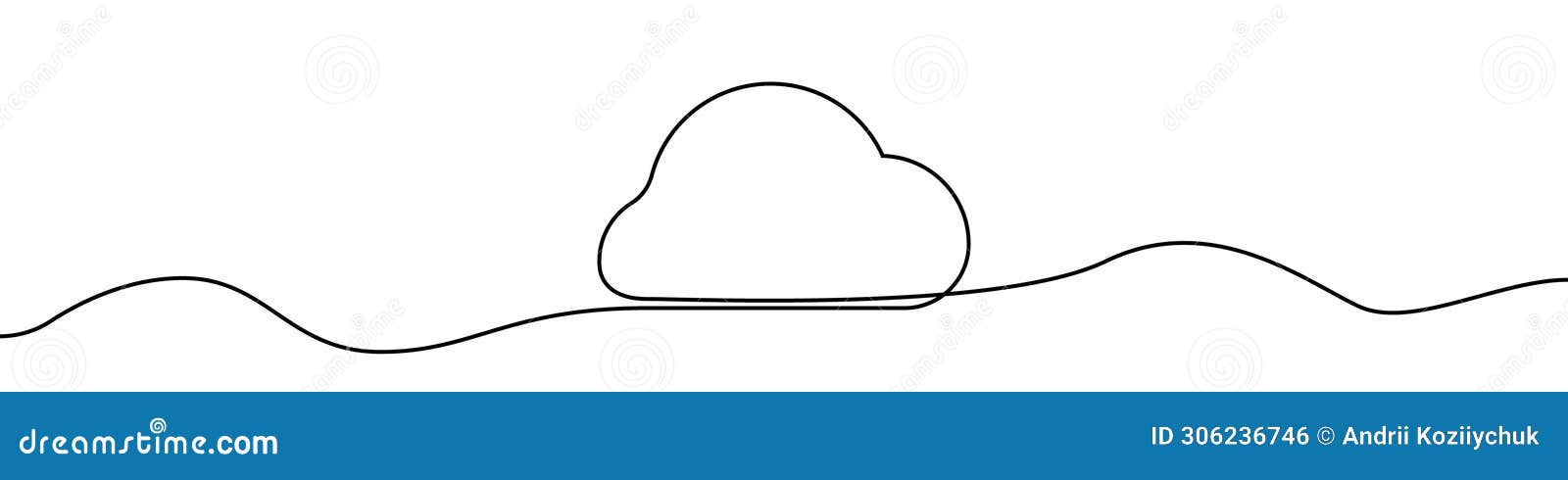 Cloud Line Continuous Drawing Vector. One Line Cloud Vector Background ...