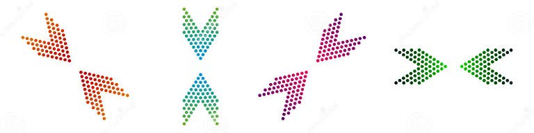 Colored Arrows with Halftone Effect Vector. a Set of Arrows Pointing at ...
