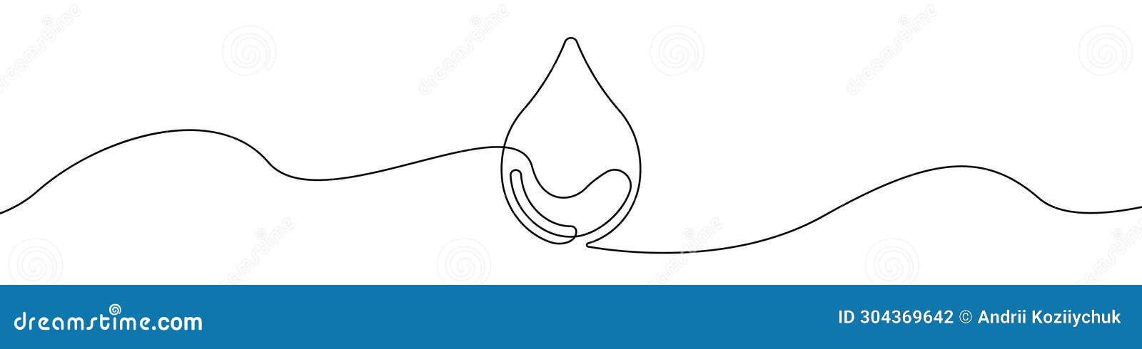 Drop, Condensate Sign Line Continuous Drawing Vector. One Line Drop ...