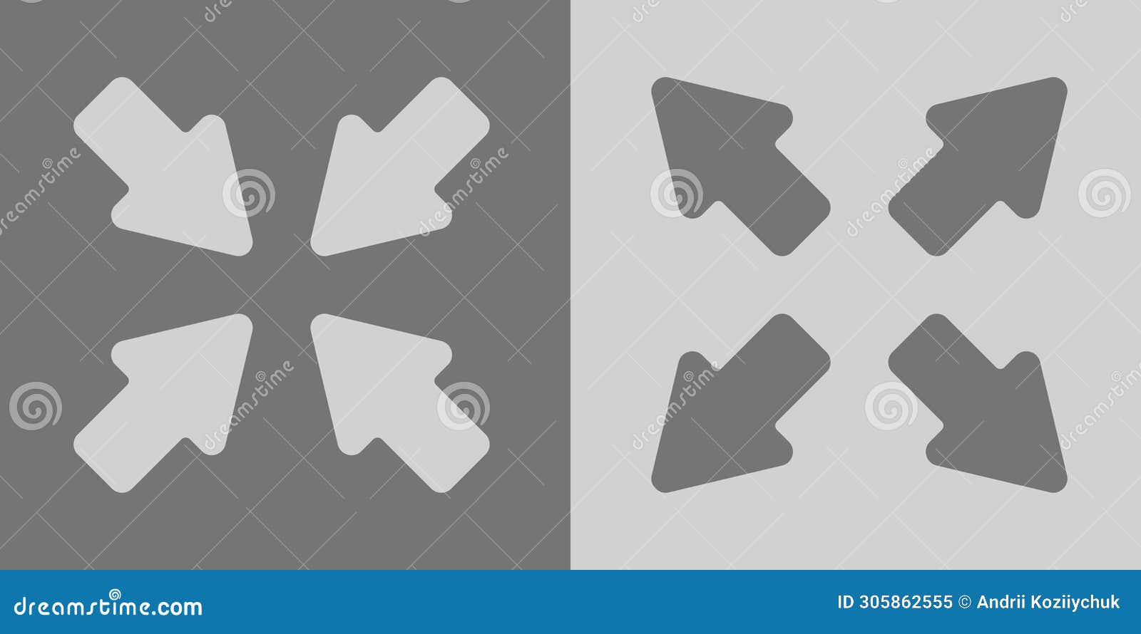 Gray Arrows Vector. Arrows in and Out Vector. a Set of Arrows on a Gray ...