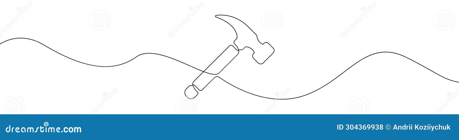 Hammer Sign Line Continuous Drawing Vector. One Line Hammer Vector ...