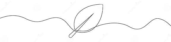 Leaf Vector Line Drawn Continuous Icon. Black Leaf with One Line. Leaf ...