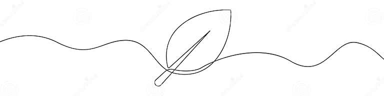 Leaf Vector Line Drawn Continuous Icon. Black Leaf with One Line. Leaf ...