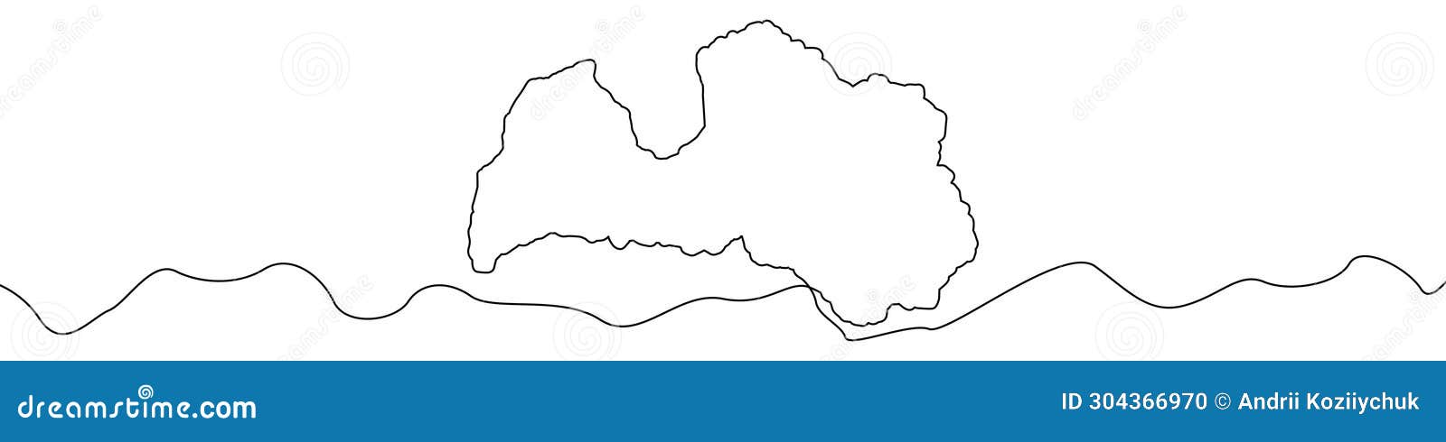 Map of Latvia Icon Line Continuous Drawing Vector. One Line Map of ...