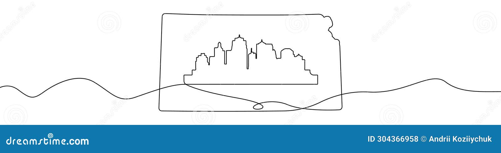 Map of the State of Kansas Icon Line Continuous Drawing Vector. One ...