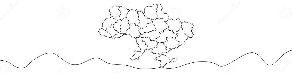 Map of Ukraine Line Continuous Drawing Vector. One Line Map of Ukraine ...