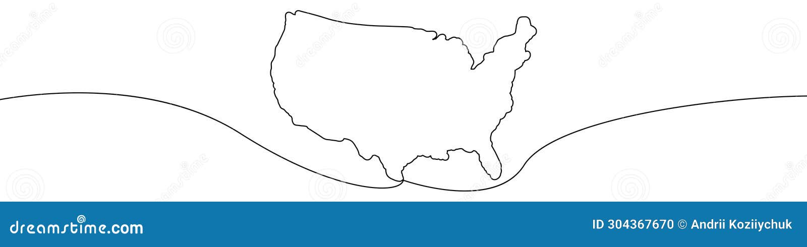 Map of USA Icon Line Continuous Drawing Vector. One Line Map of USA ...
