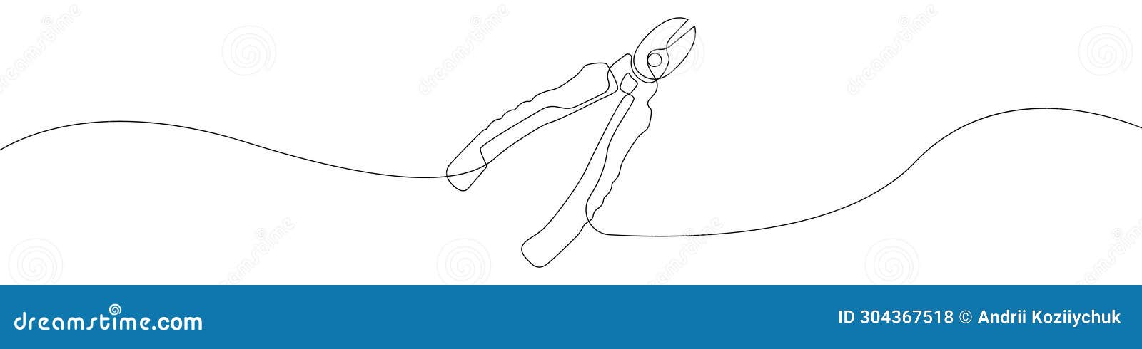 Nippers Line Continuous Drawing Vector. One Line Pliers Tool Vector ...