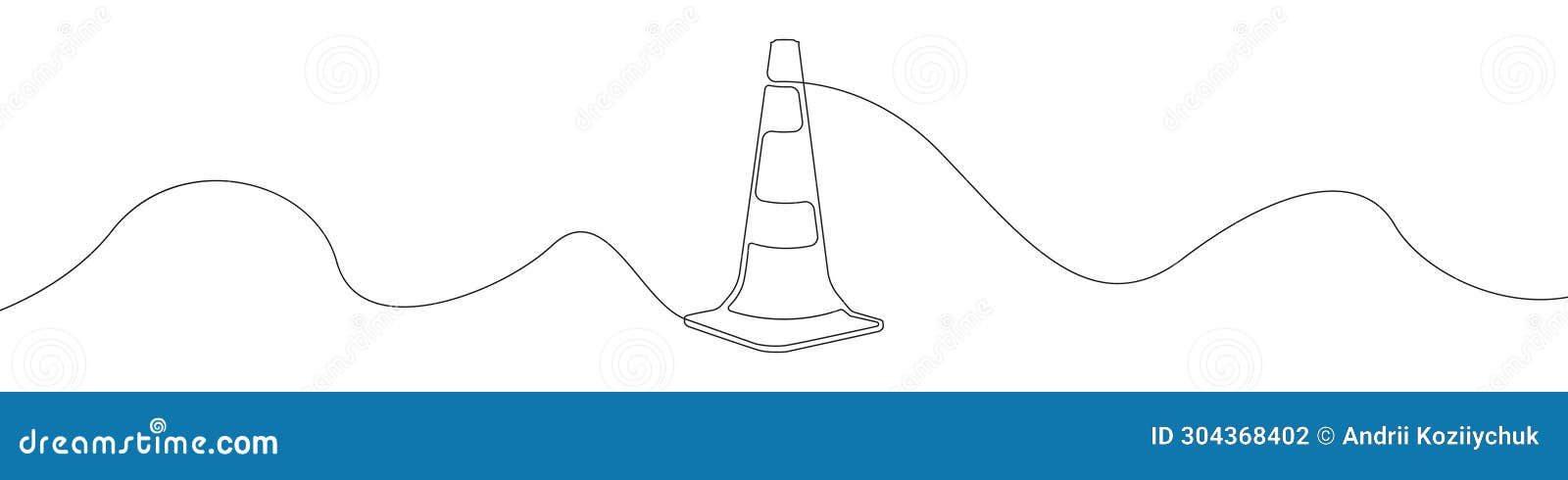 Road Cone Line Continuous Drawing Vector. One Line Road Cone Vector ...