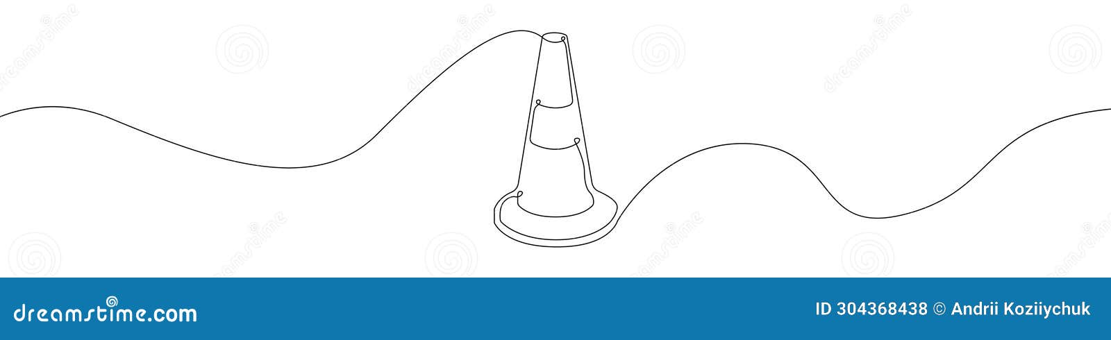 Road Cone Line Continuous Drawing Vector. One Line Road Cone Vector ...