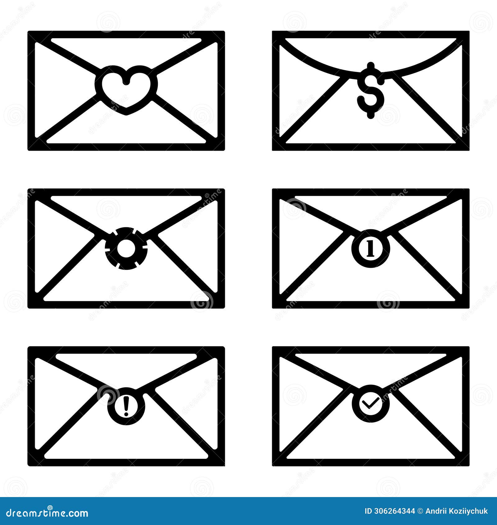 Vector Set of Envelopes Icons. Envelope Icons Isolated on White ...