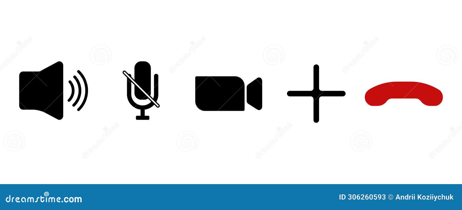 Video Call Icons Set. Vector Set of Video Conference Icons. Speaker ...