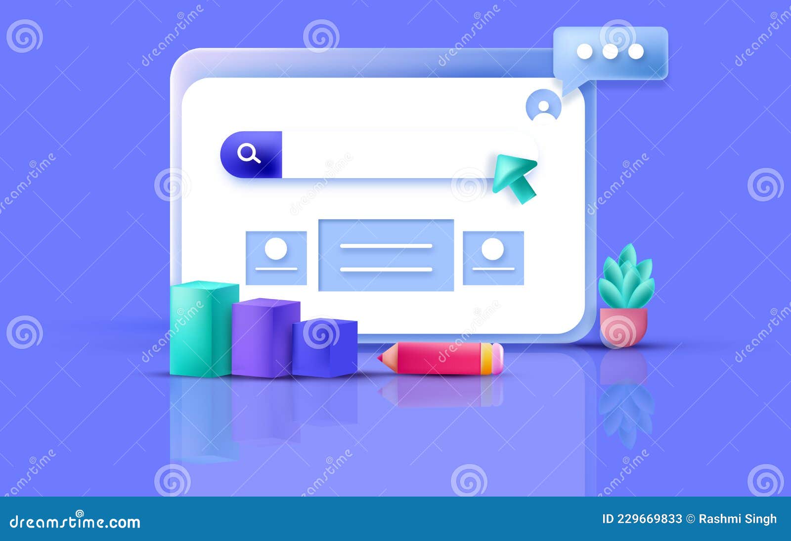 3D Web Development UX-UI Design Concept Stock Illustration ...