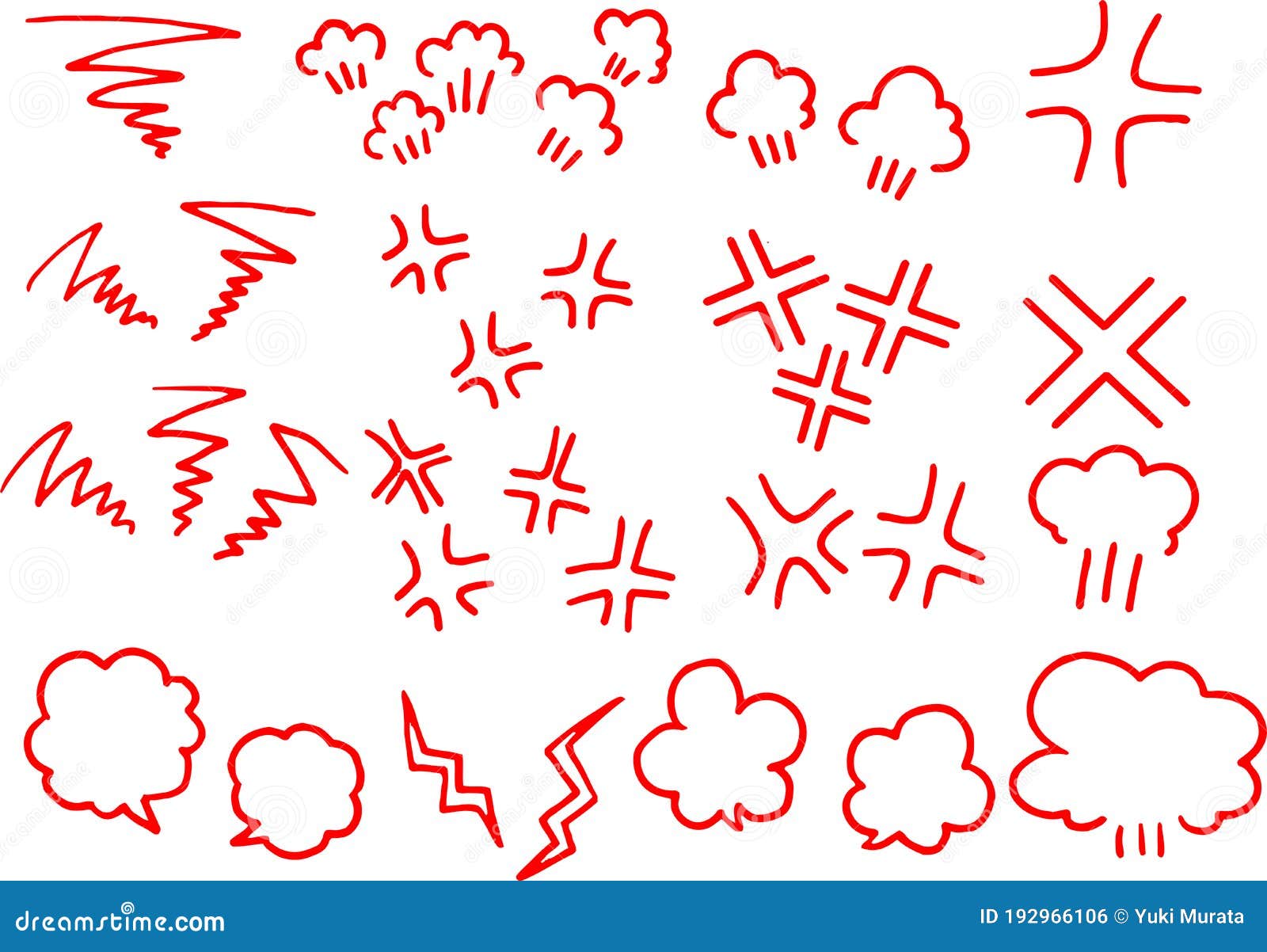 Variation of White Handwritten Red Anger Mark Set Stock Vector ...