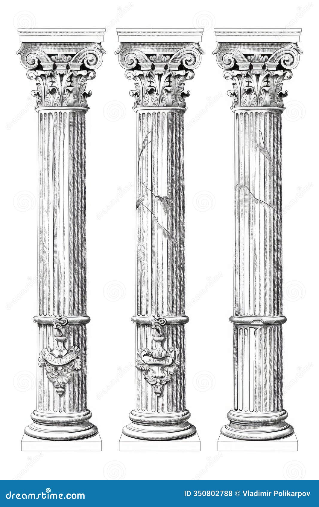 Illustration of Various Architectural Column Styles. Ideal for ...