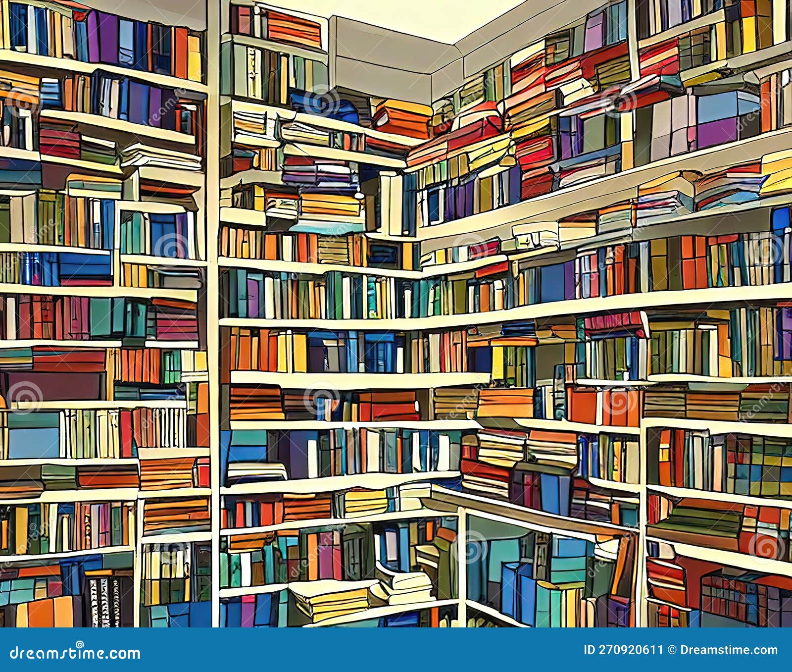 Illustration of Various Books on Shelves in the Library Stock ...