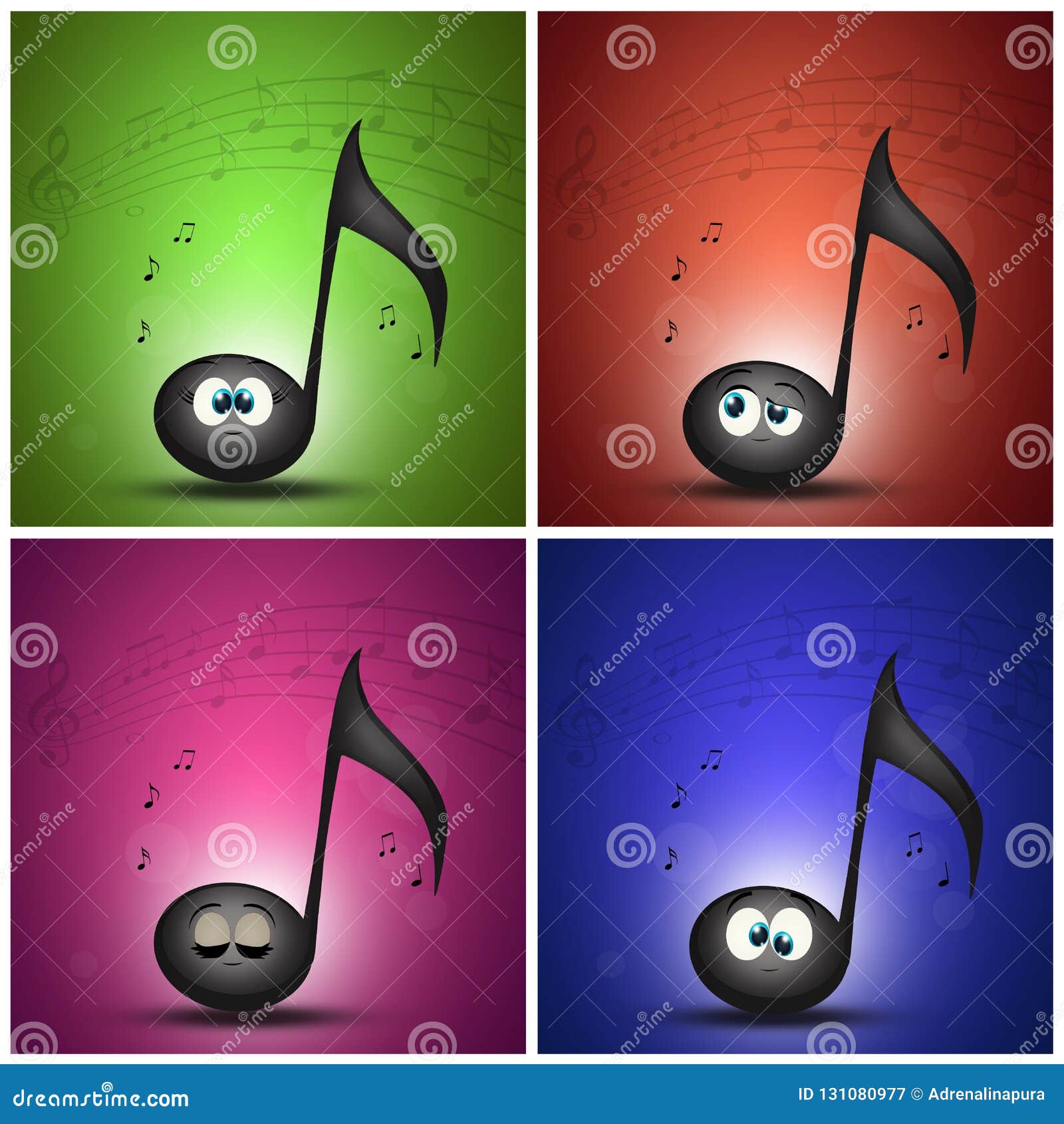 Various Musical Notes With Funny Faces Royalty-Free Stock Photo ...