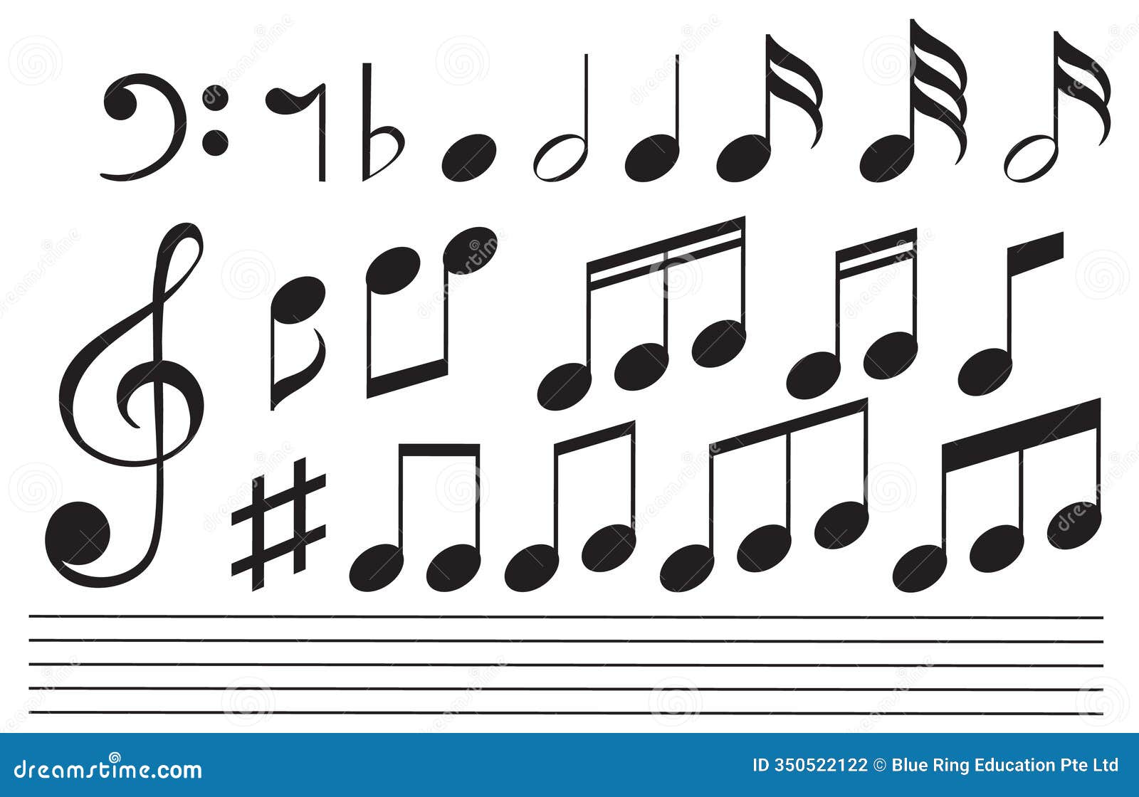 Illustration of Various Musical Notes Stock Vector - Illustration of ...