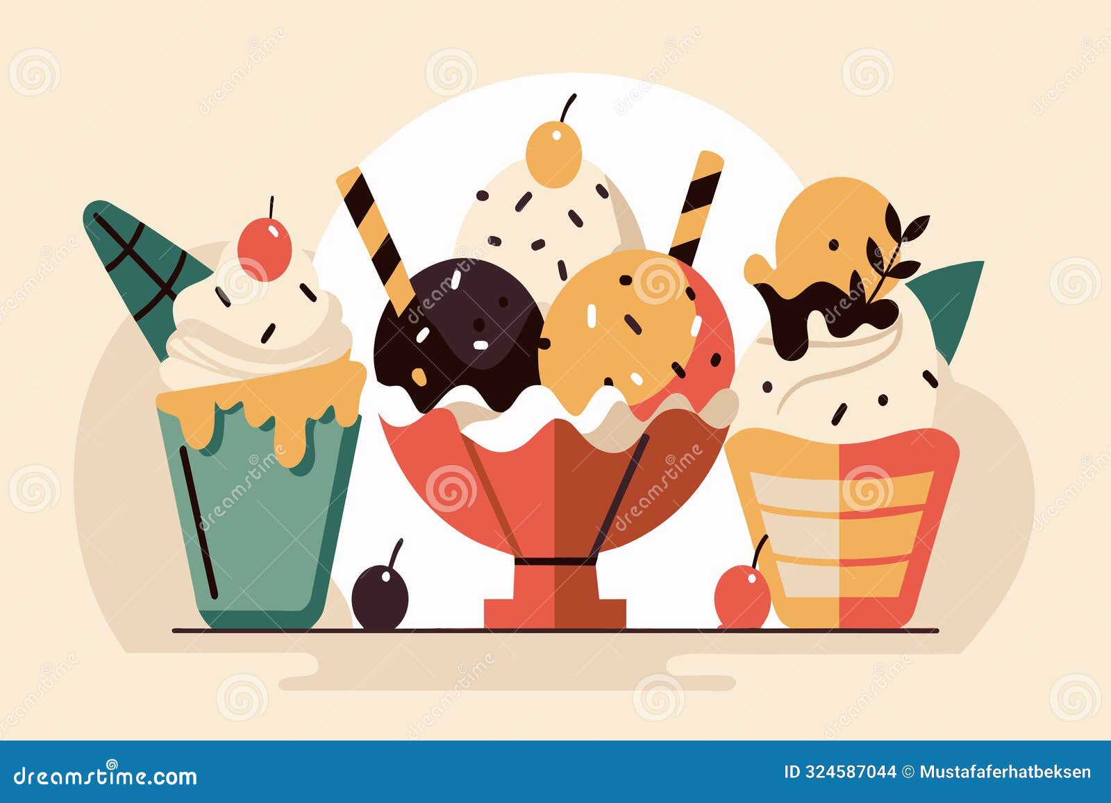 Illustration of Various Stylized Ice Cream Treats Stock Vector ...