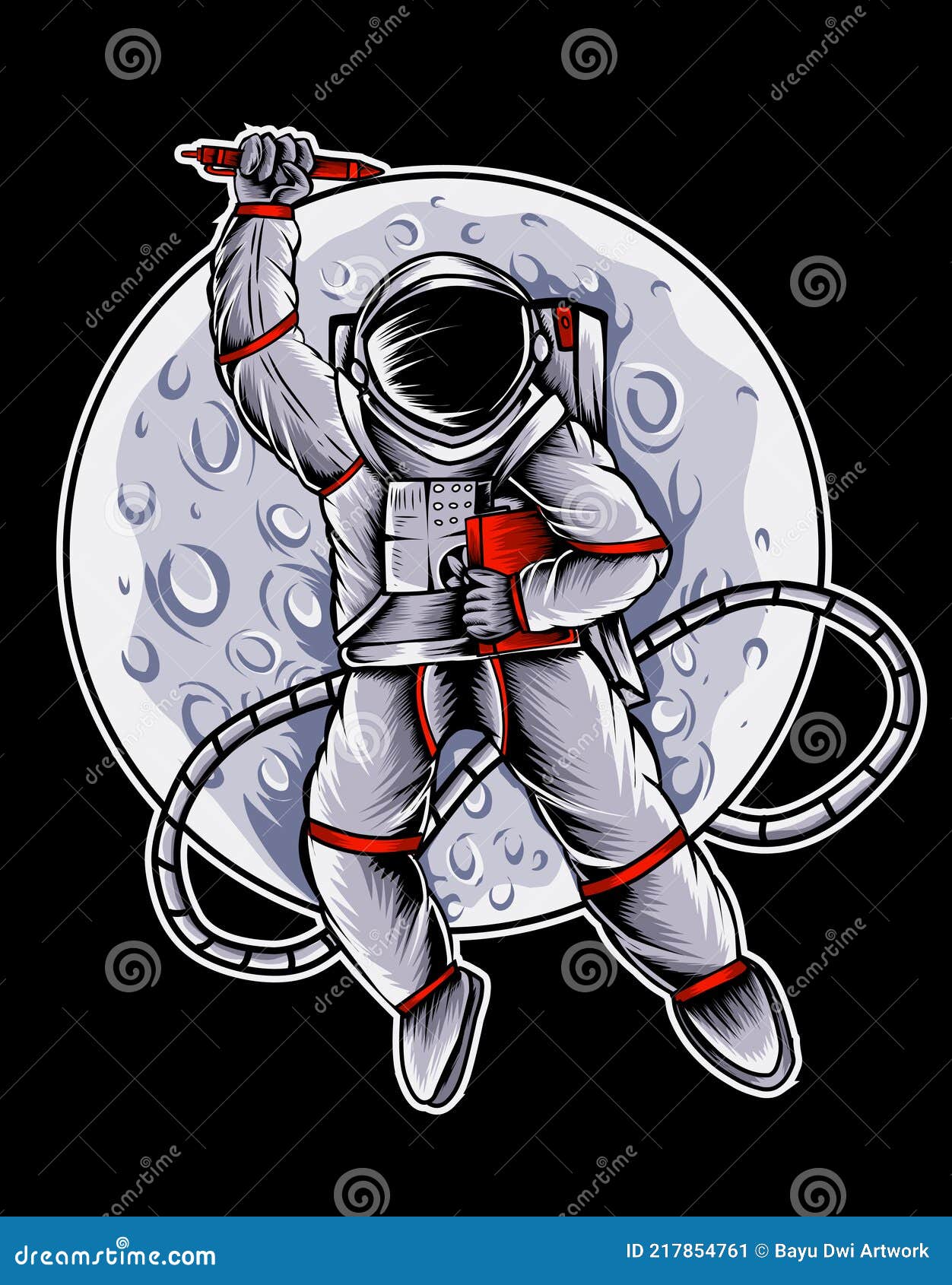 Illustration Vector Astronaut with Moon Stock Vector - Illustration of ...
